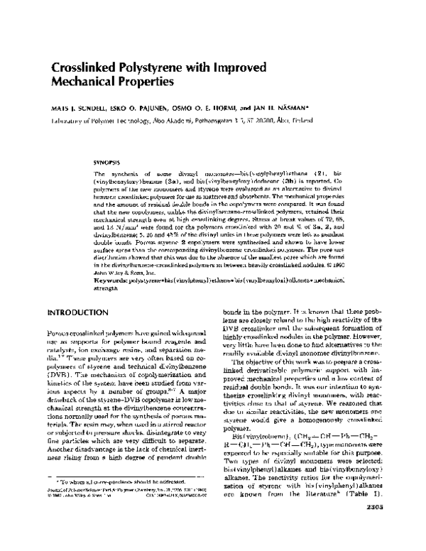 (PDF) Crosslinked polystyrene with improved mechanical properties