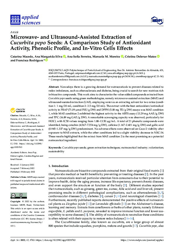 (PDF) Microwave- and ultrasound-assisted extraction of vanillin and its ...