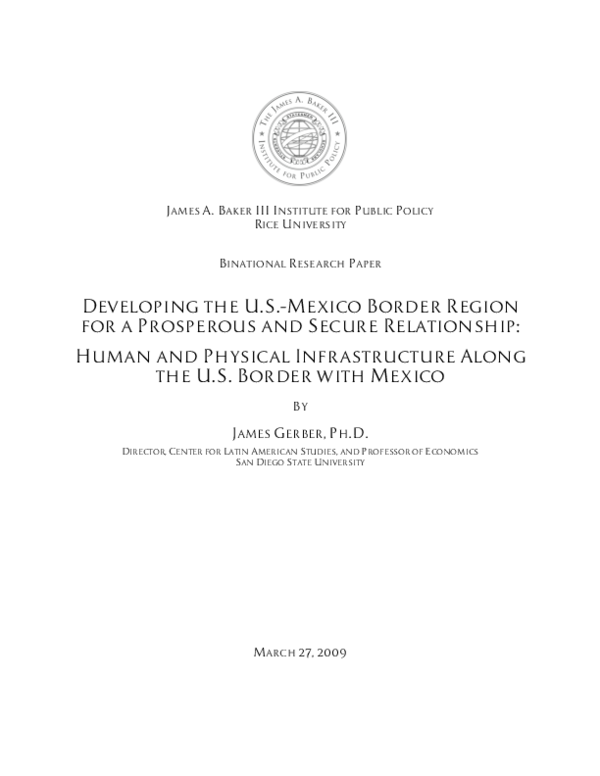 (PDF) Human and Physical Infrastructure Along the U.S. Border with Mexico