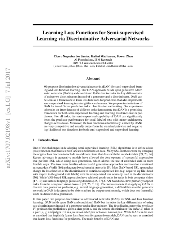 (PDF) Learning Loss Functions for Semi-supervised Learning via Discriminative Adversarial Networks