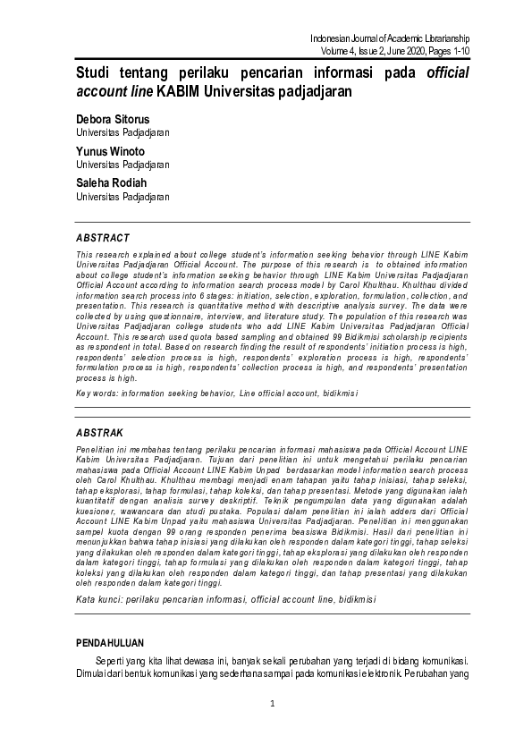 (PDF) Studi tentang perilaku pencarian informasi pada official account ...