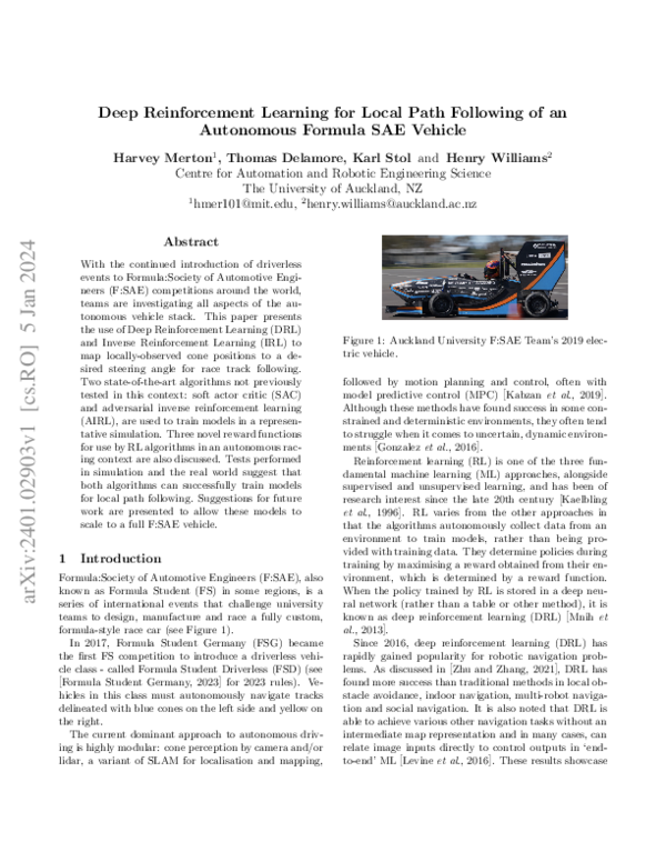 (PDF) Deep Reinforcement Learning for Local Path Following of an ...