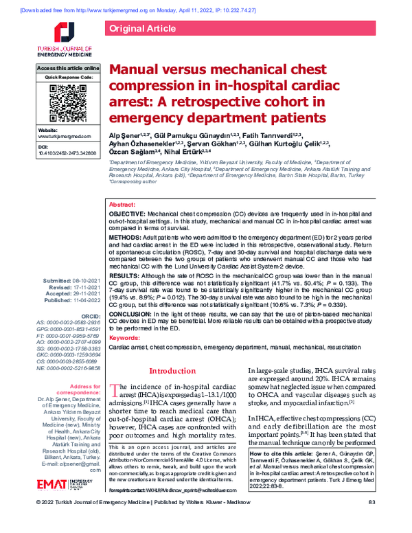 (PDF) Manual versus mechanical chest compression in in-hospital cardiac ...