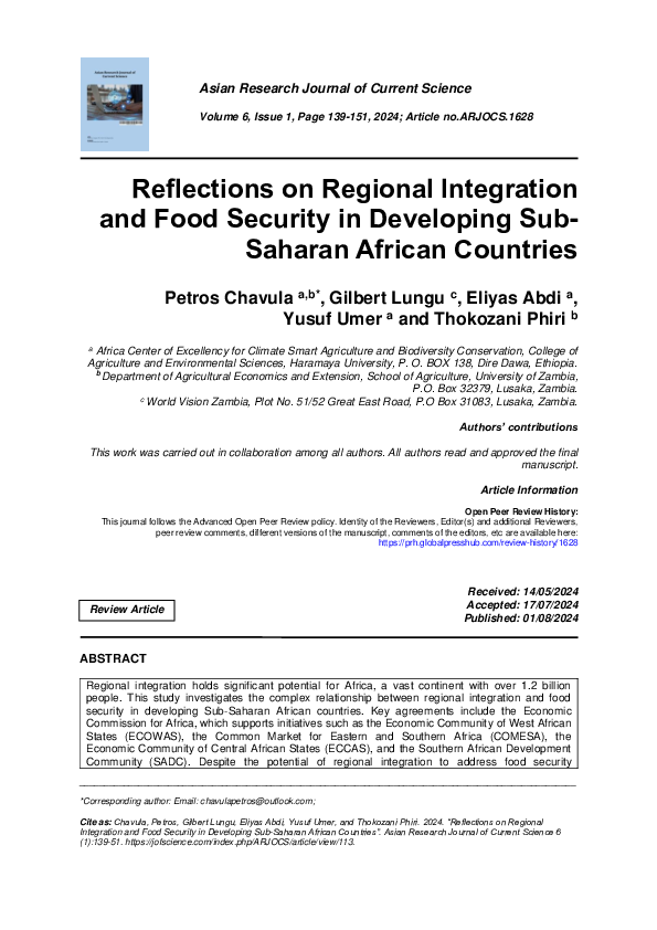 (PDF) Reflections on Regional Integration and Food Security in ...