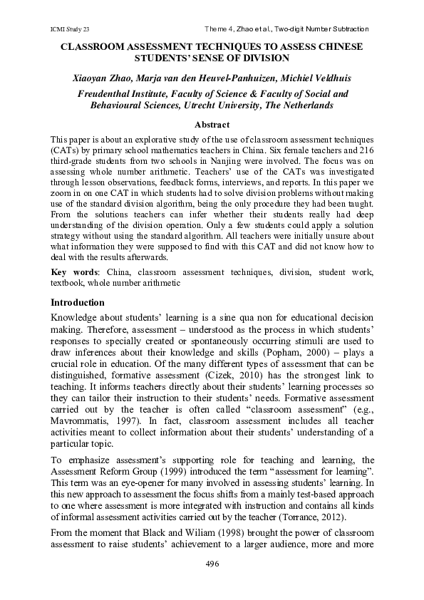 (PDF) Classroom assessment techniques to assess Chinese students’ sense ...
