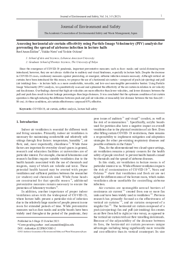 (PDF) Assessing horizontal air curtain effectivity using Particle Image ...