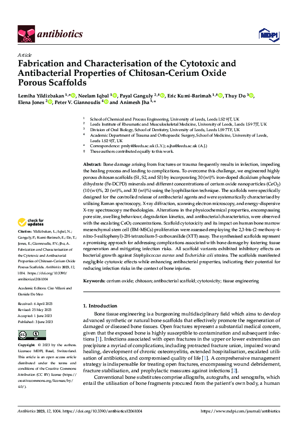 (PDF) Fabrication and Characterisation of the Cytotoxic and Antibacterial Properties of Chitosan ...