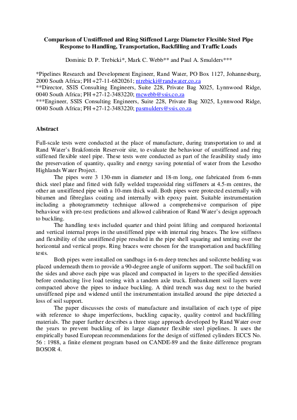 (PDF) Comparison of Unstiffened and Ring Stiffened Large Diameter ...