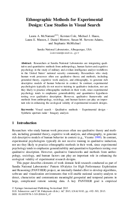 (PDF) Ethnographic Methods for Experimental Design: Case Studies in Visual Search