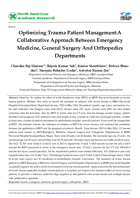 (PDF) Optimizing Trauma Patient Management:A Collaborative Approach ...