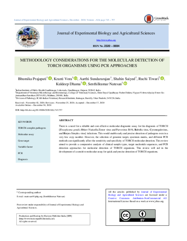 (PDF) Methodology Considerations for the Molecular Detection of Torch ...