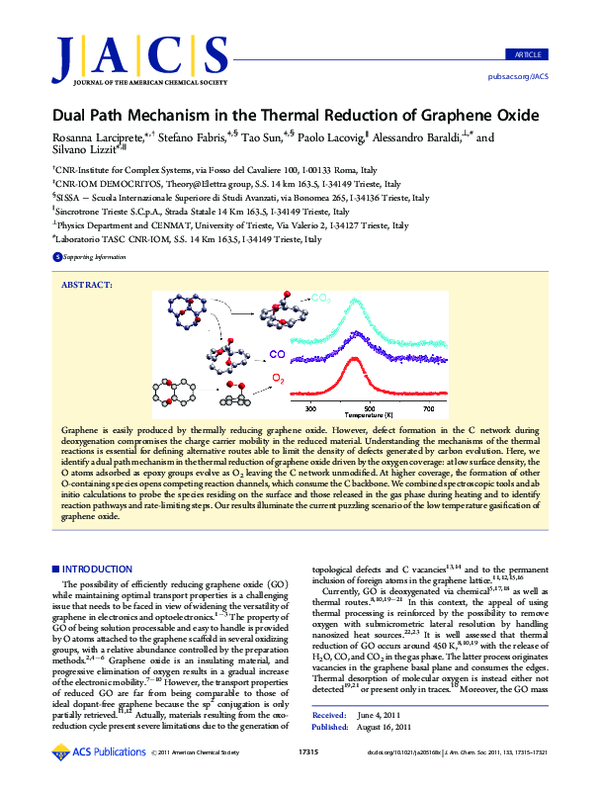 (PDF) Dual Path Mechanism in the Thermal Reduction of Graphene Oxide