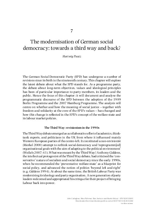 (PDF) The modernisation of German social democracy | Hartwig Pautz ...