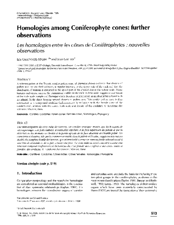 (PDF) Homologies among Coniferophyte cones: further observations | Lea ...