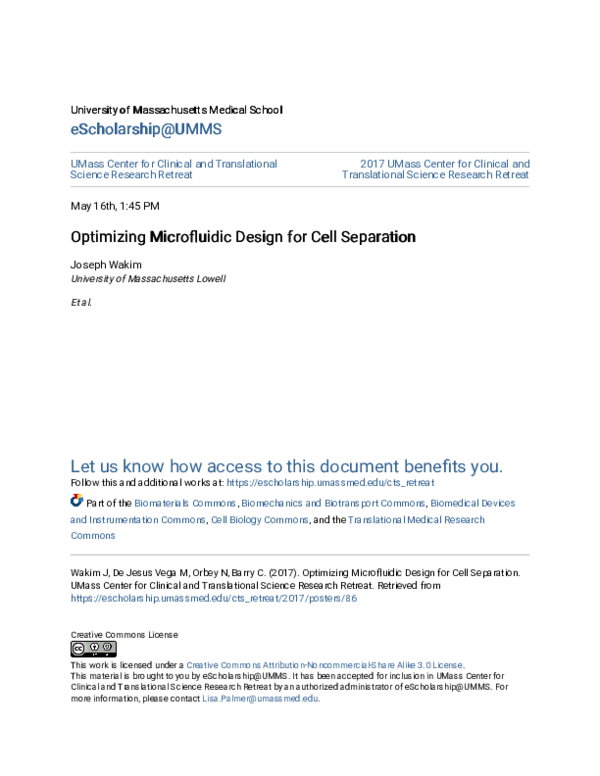 (PDF) Optimizing Microfluidic Design for Cell Separation
