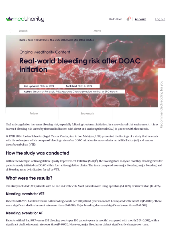 (PDF) Real-world bleeding risk after DOAC initiation
