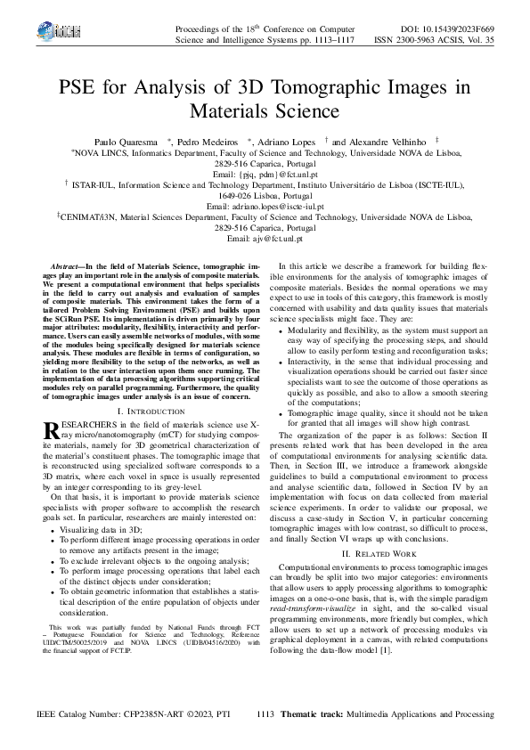 (PDF) PSE for Analysis of 3D Tomographic Images in Materials Science