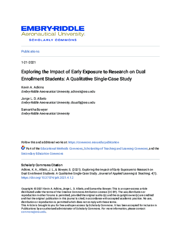 (PDF) Exploring the Impact of Early Exposure to Research on Dual ...
