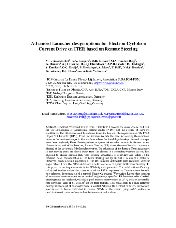 (PDF) Advanced launcher design options for electron cyclotron current ...