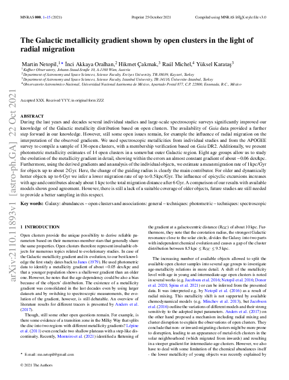 (PDF) The Galactic metallicity gradient shown by open clusters in the ...