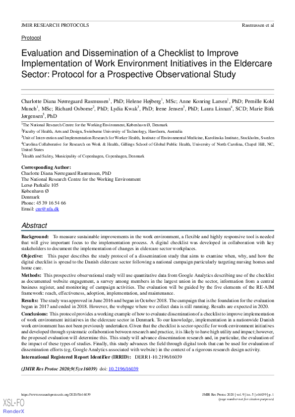 (PDF) Evaluation and Dissemination of a Checklist to Improve ...