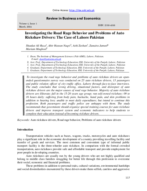 (PDF) Road Rage Behavior