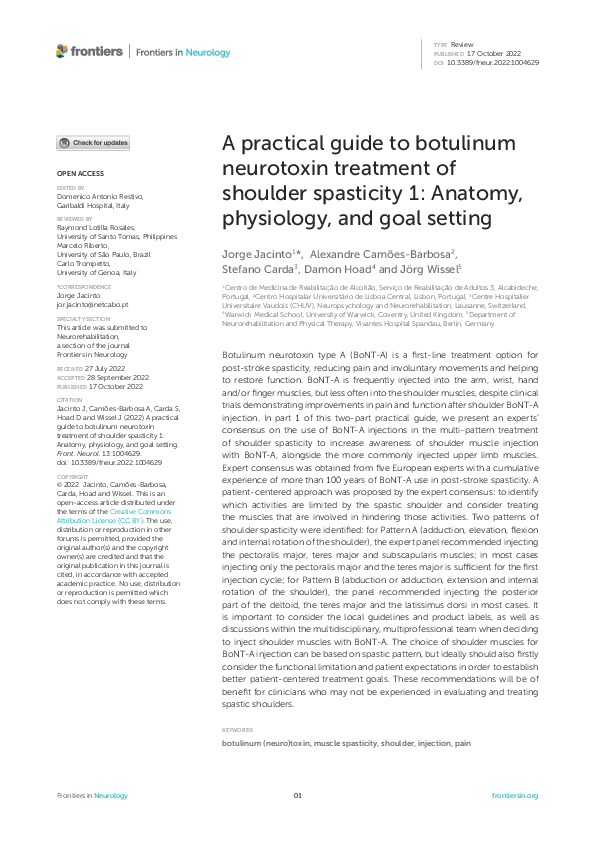 (PDF) A practical guide to botulinum neurotoxin treatment of shoulder ...