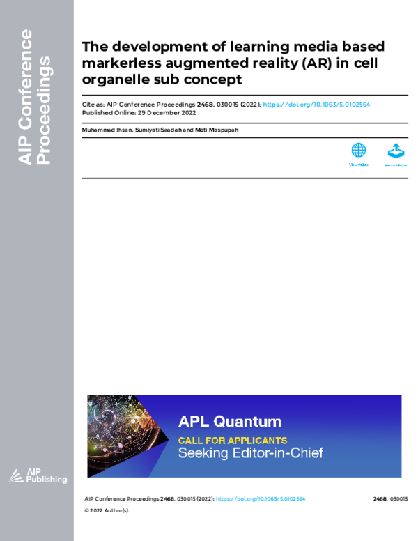(PDF) The development of learning media based markerless augmented reality (AR) in cell ...