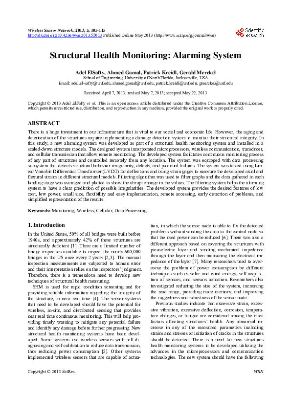 (PDF) Structural Health Monitoring: Alarming System