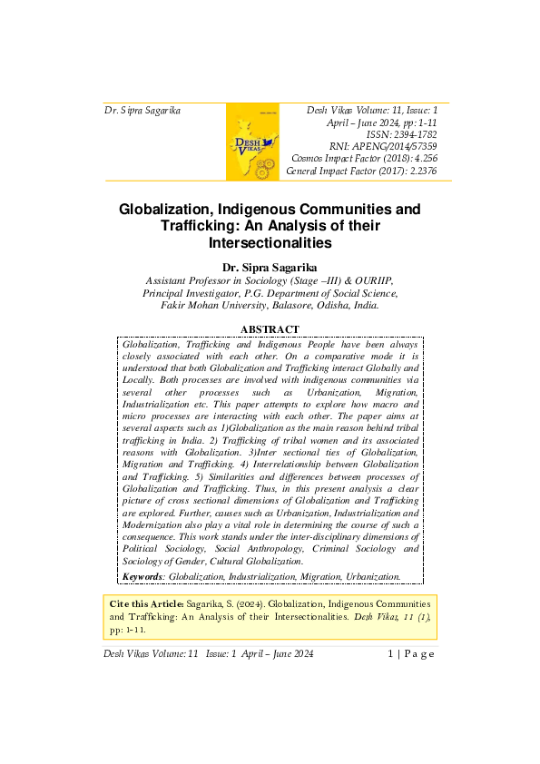 (PDF) Globalization, Indigenous Communities and Trafficking: An Analysis of their ...