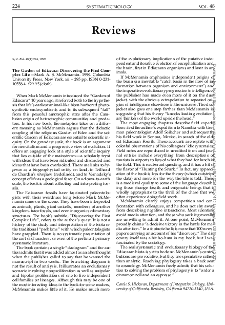 (PDF) The garden of Ediacara : discovering the first complex life