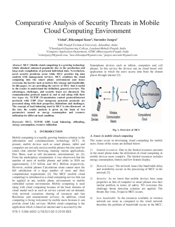 (PDF) Comparative Analysis of Security Threats in Mobile Cloud Computing Environment