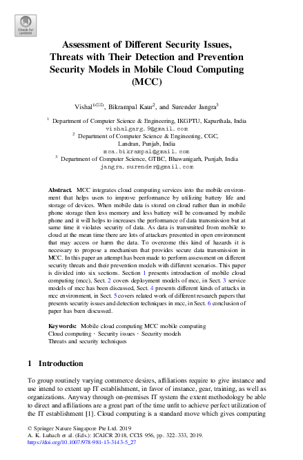(PDF) Assessment of Different Security Issues, Threats with Their Detection and Prevention ...