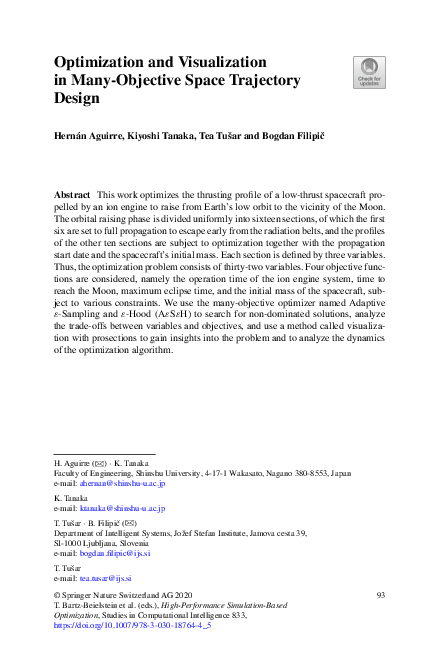 Pdf Optimization And Visualization In Many Objective Space Trajectory Design