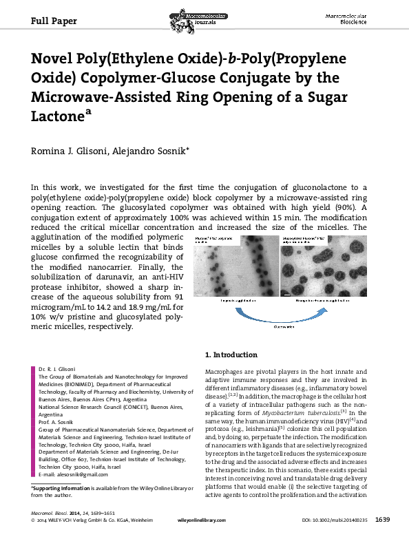 (PDF) Novel Poly(Ethylene Oxide)-b-Poly(Propylene Oxide) Copolymer ...