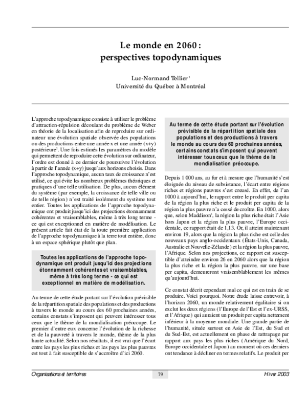 (PDF) Le monde en 2060 : perspectives topodynamiques