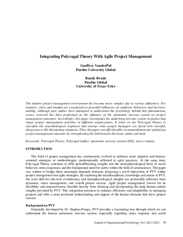 (PDF) Integrating Polyvagal Theory With Agile Project Management