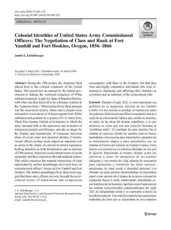 (PDF) Colonial Identities of United States Army Commissioned Officers ...