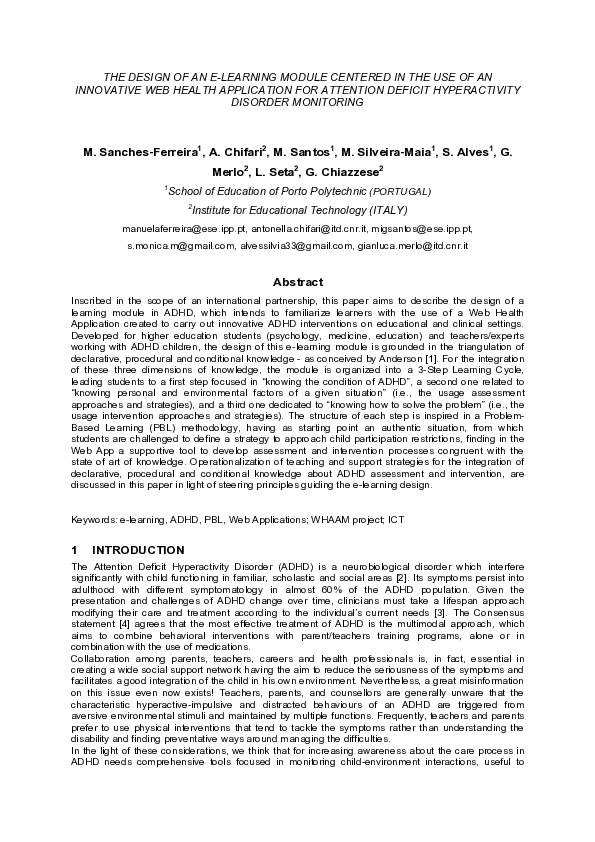 (PDF) The Design of an E-Learning Module Centered in the Use of an ...