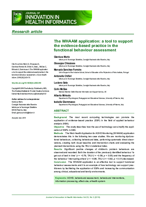 (PDF) The WHAAM application: a tool to support the evidence-based ...