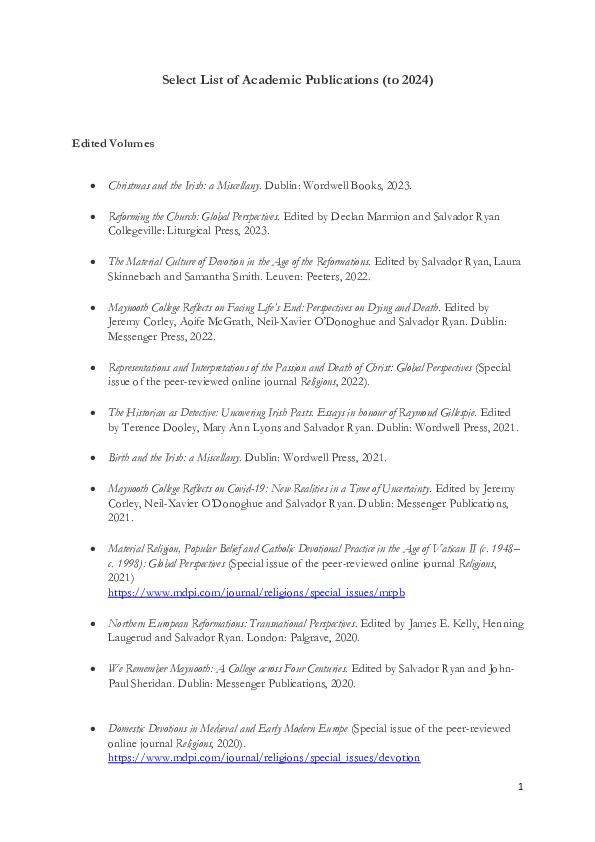 (PDF) Select List of Publications (2002-2024)