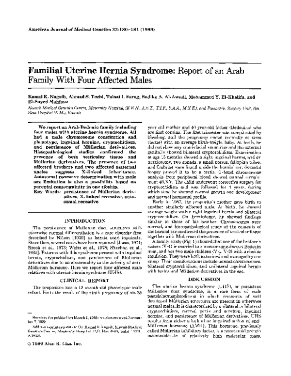 (PDF) Familial uterine hernia syndrome: Report of an Arab family with ...