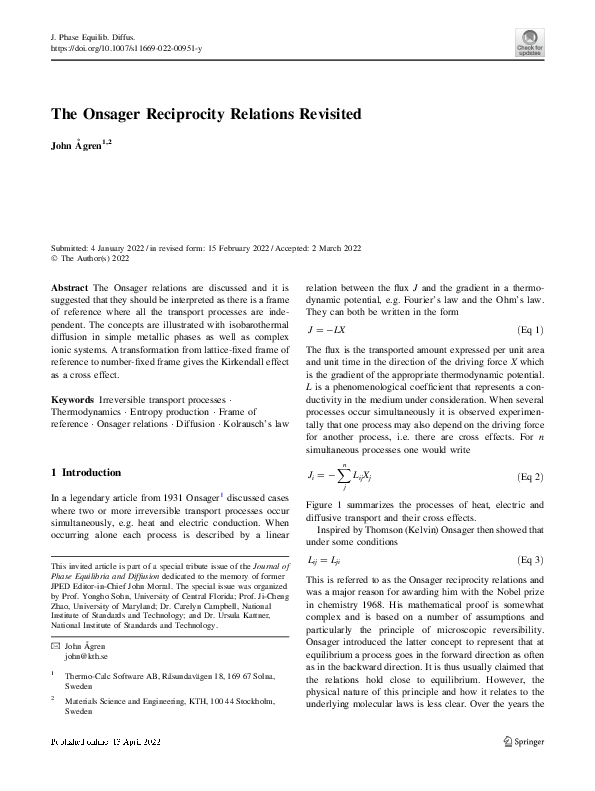 (PDF) The Onsager Reciprocity Relations Revisited