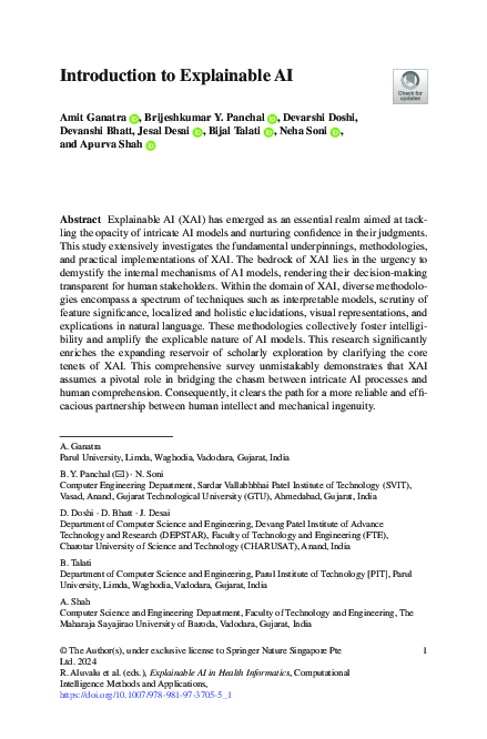 (PDF) Introduction to Explainable AI
