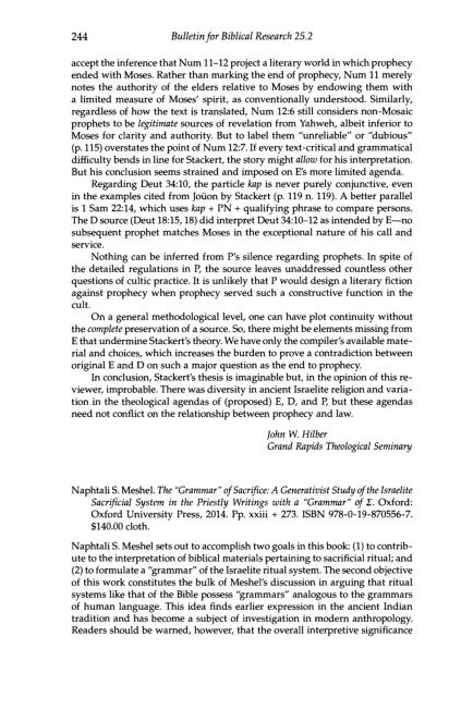 (PDF) Review of Naphtali S. Meshel, The "Grammar" of Sacrifice