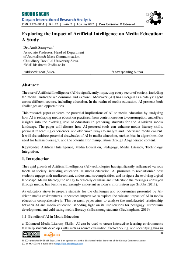 (PDF) Exploring the Impact of Artificial Intelligence on Media ...
