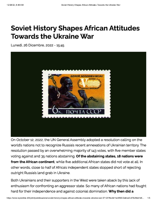 (PDF) Soviet History Shapes African Attitudes Towards the Ukraine War