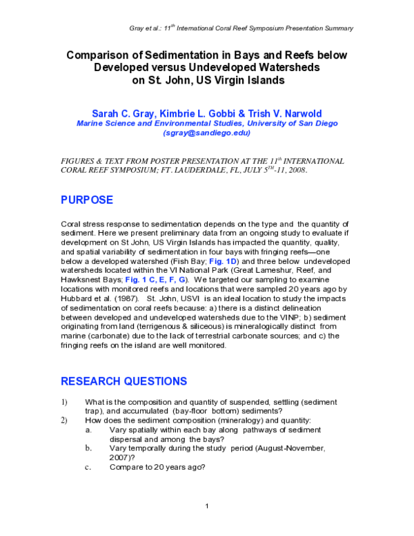 (PDF) Comparison of Sedimentation in Bays and Reefs below Developed ...