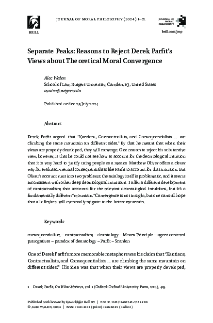 (PDF) Separate Peaks: Reasons to Reject Derek Parfit’s Views about ...