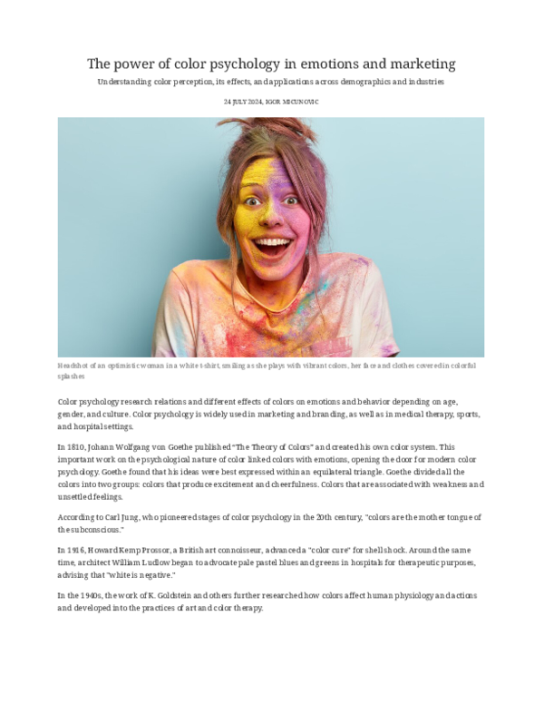 (PDF) The power of color psychology in emotions and marketing ...